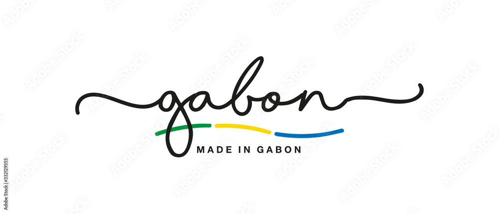 Made in Gabon handwritten calligraphic lettering logo sticker flag ...