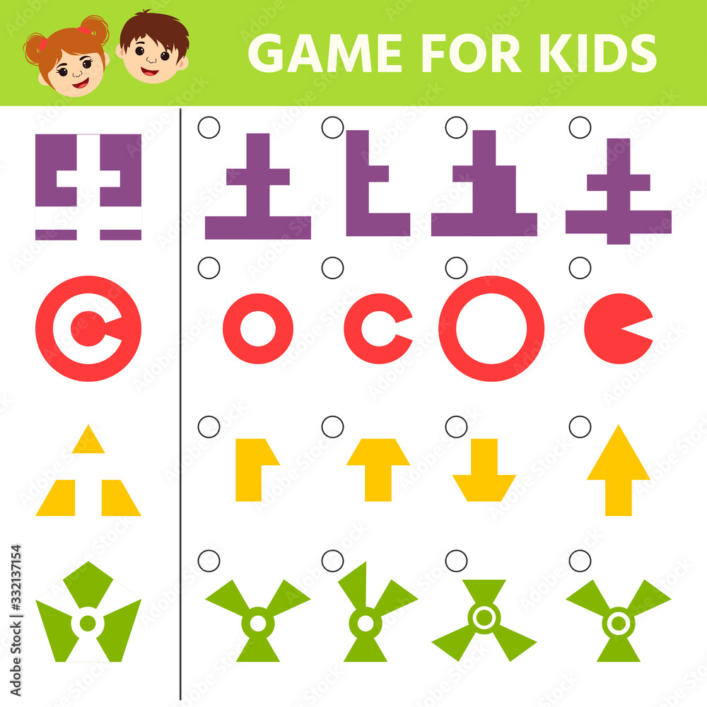 Education logic game for preschool kids. Kids activity sheet. Find ...