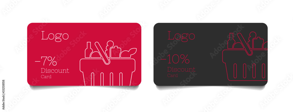 Discount cards templates, for grocery store, advertisement, linear ...