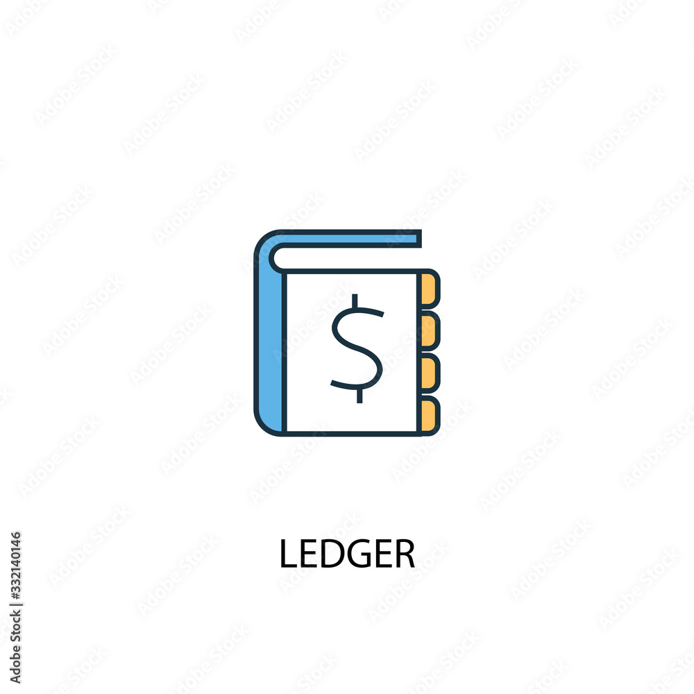 ledger concept 2 colored line icon. Simple yellow and blue element ...