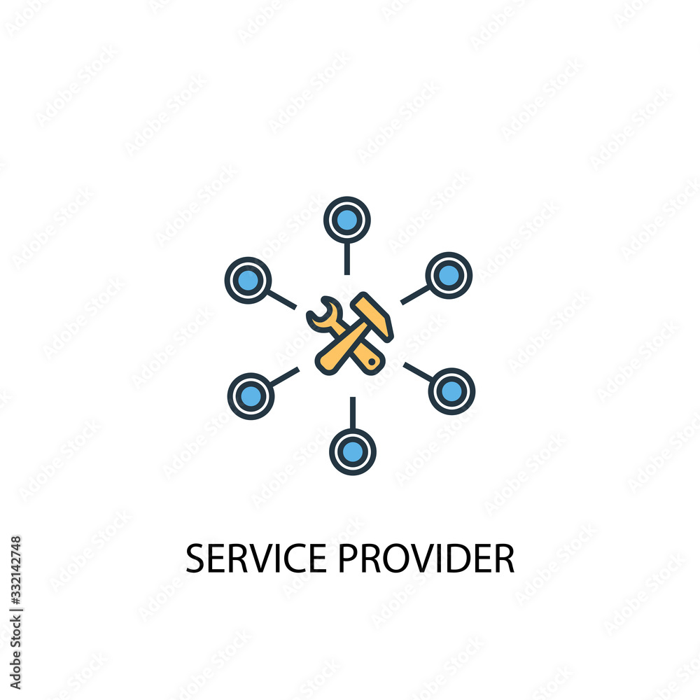 Service provider concept 2 colored line icon. Simple yellow and blue ...