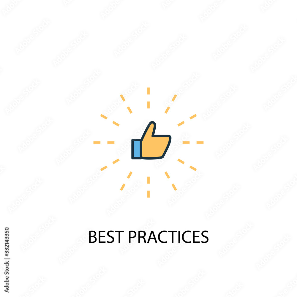 Best Practices concept 2 colored line icon. Simple yellow and blue ...