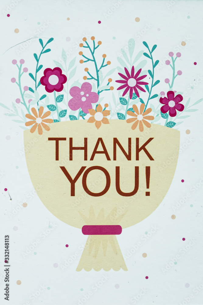 Carte de remerciements avec bouquet et texte thank you Stock ...
