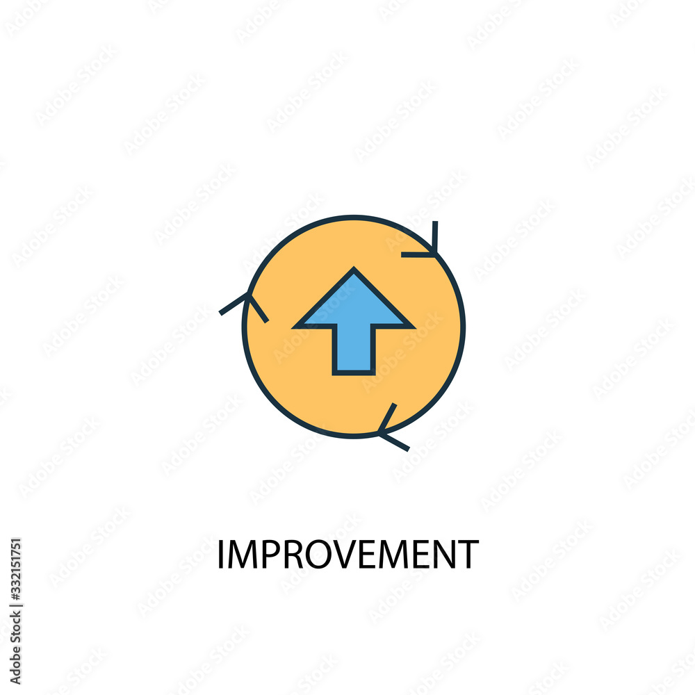 improvement concept 2 colored line icon. Simple yellow and blue element ...