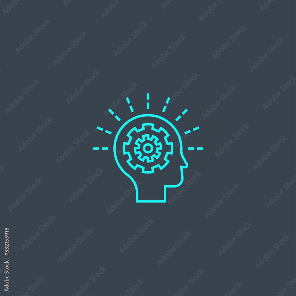 realization concept blue line icon. Simple thin element on dark ...