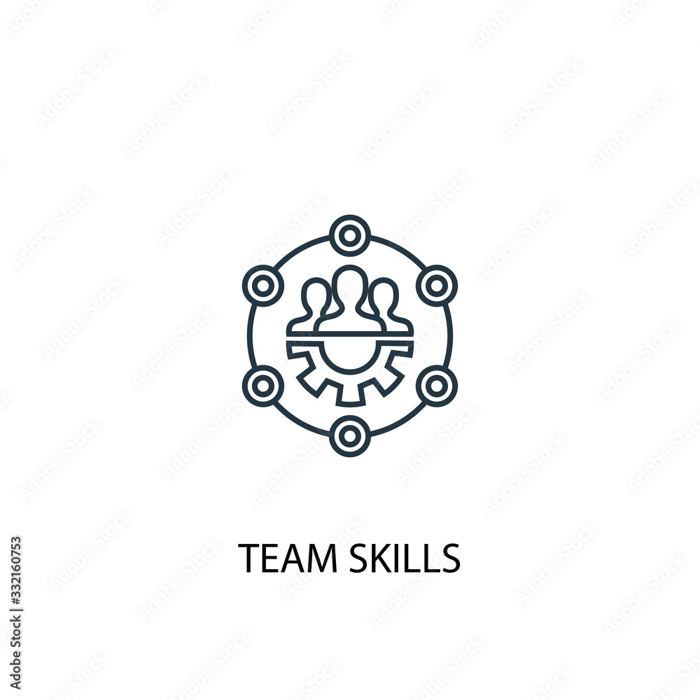 team skills concept line icon. Simple element illustration. team skills ...