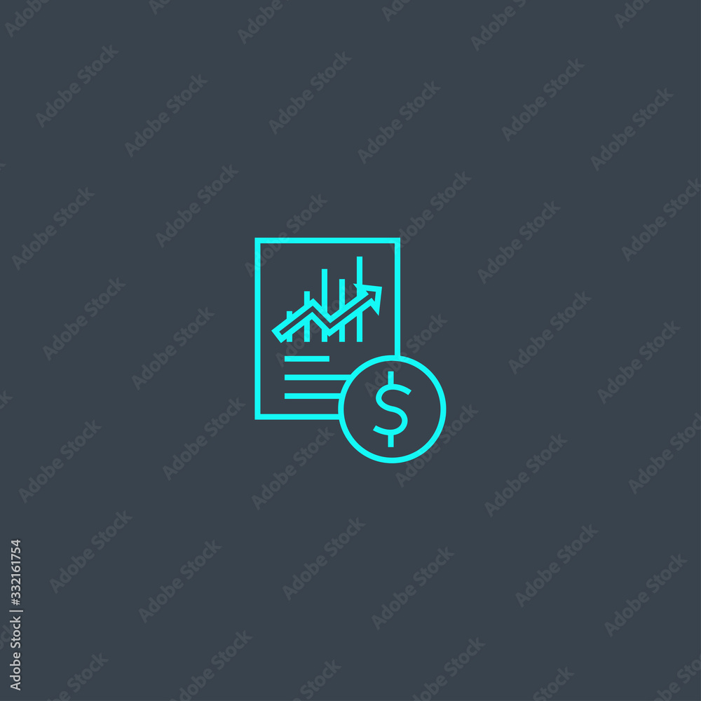 income statements concept blue line icon. Simple thin element on dark ...