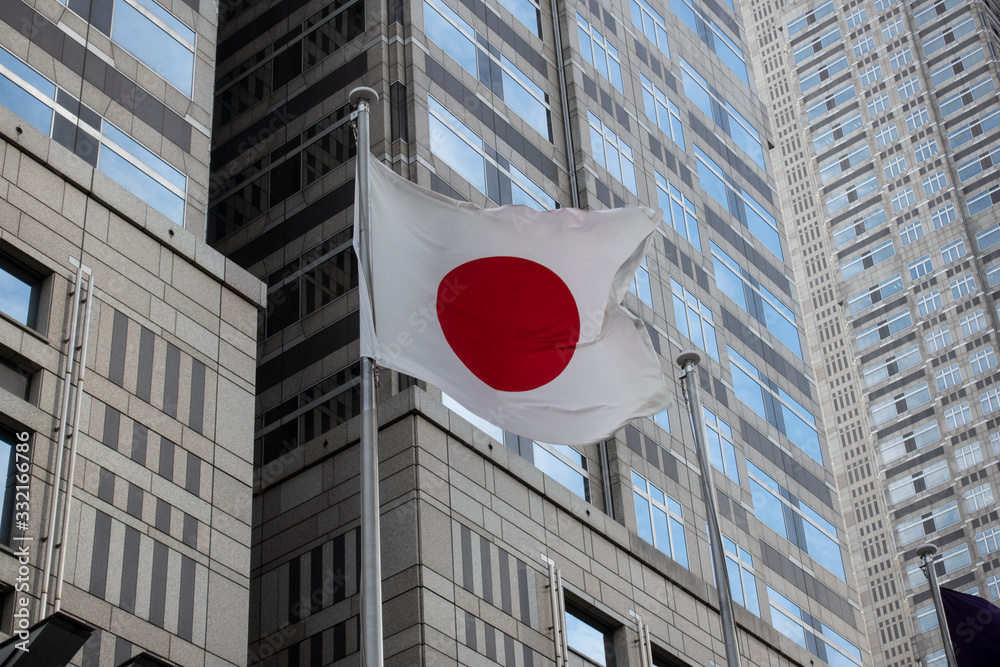 Tokyo, Japan - May 22, 2019 - Flag of Japan outside Tokyo Metropolitan ...