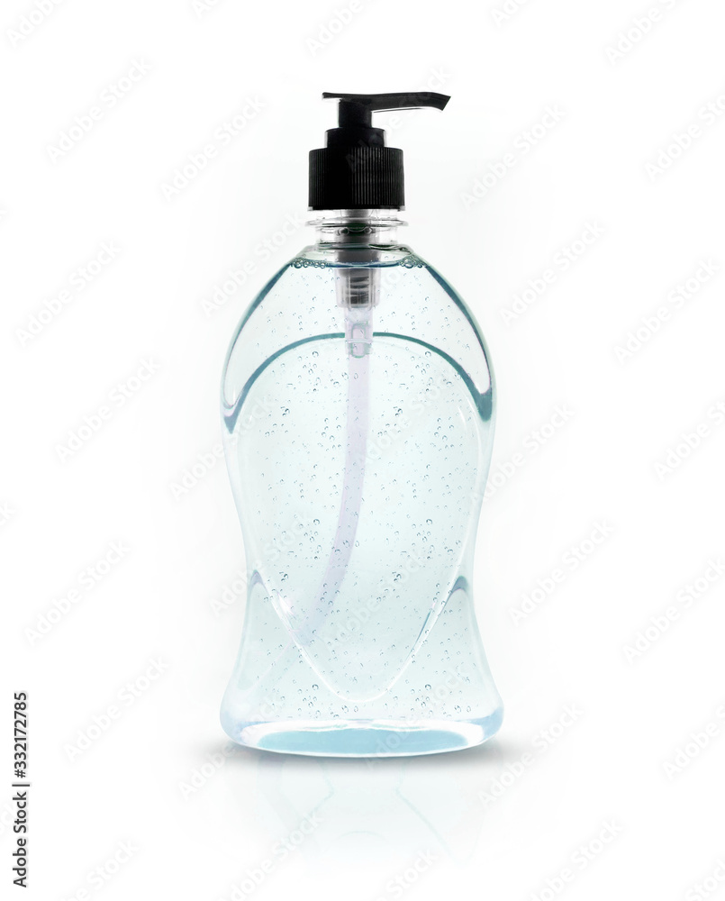 Bottle of hand sanitizer, antimicrobial liquid gel, germ prevention or ...