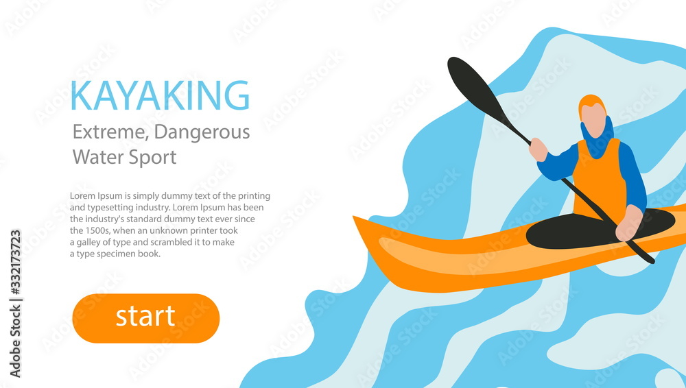 Landing page template of sport kayaking. Design concept of web page ...
