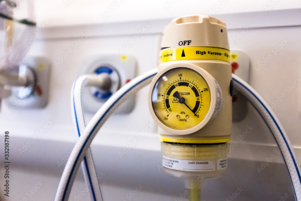 Oxygen Inhalation Equipment at the Hospital Room, Oxygen Gauge, Oxygen ...