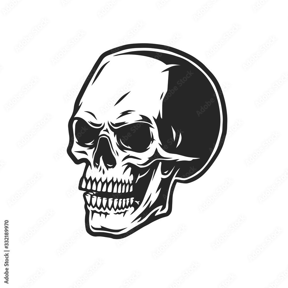 Scary human skull vintage concept Stock Vector | Adobe Stock