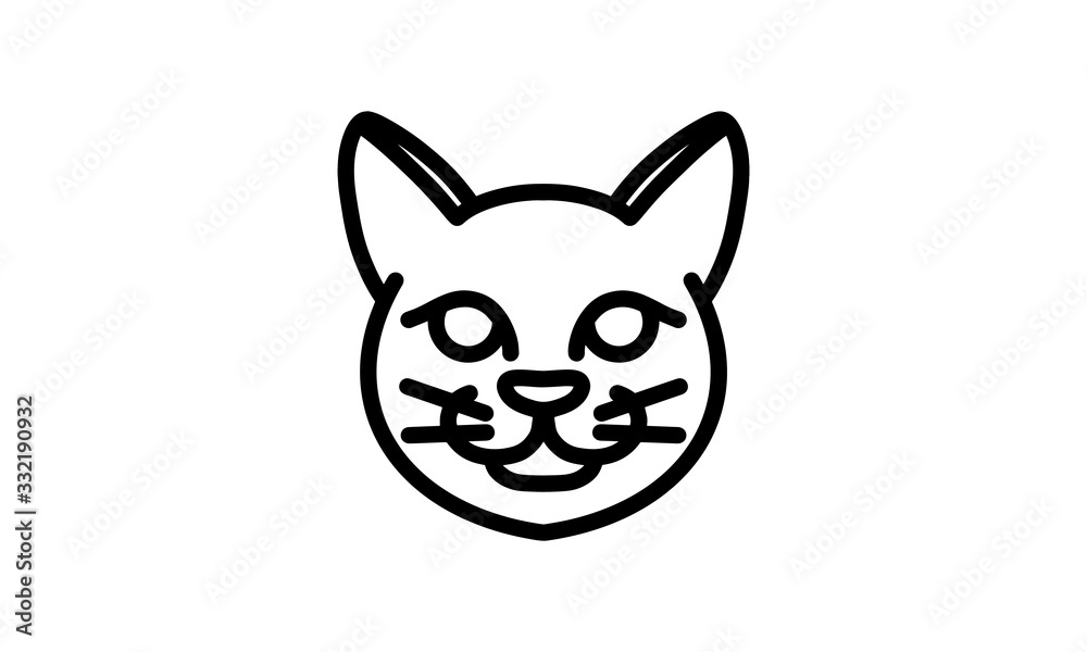 Cat vector line icon, animal head vector line art, isolated animal ...