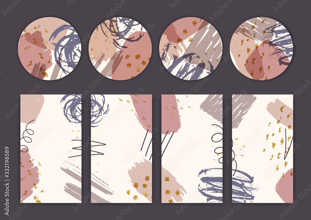Vector set of abstract stories backgrounds. Design templates icons for ...