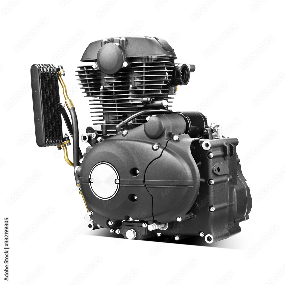 Modern Motorcycle Engine Isolated on White Background. Internal ...