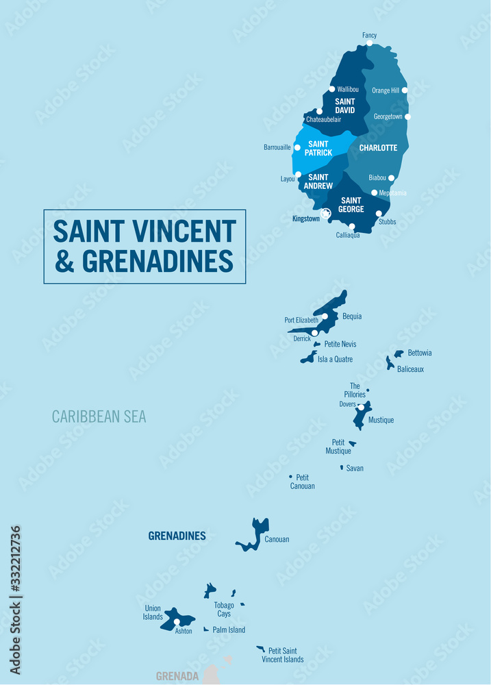 Saint Vincent and the Grenadines political map. Vector illustration ...