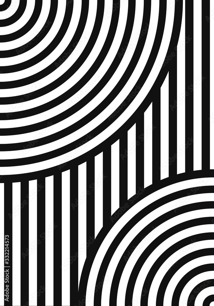 vector modern white circle geometric and vertical lines on black ...
