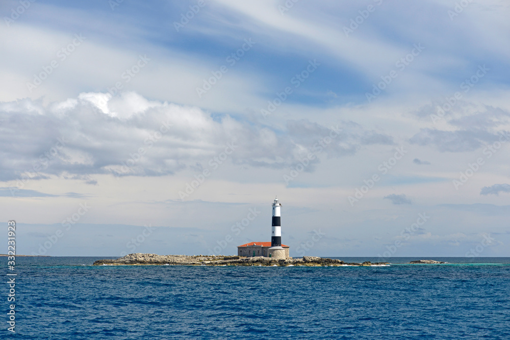 Leuchtturm auf "illa des Porcs" vor der Insel Formentera (Far de s'illa ...