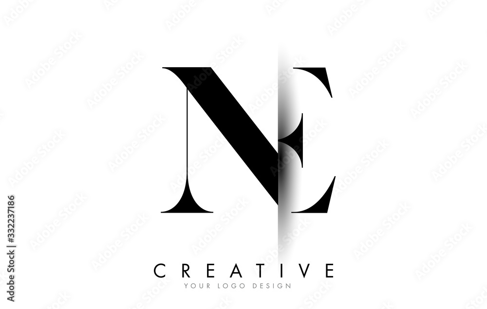 NE N E Letter Logo with Creative Shadow Cut Design. Stock Vector ...