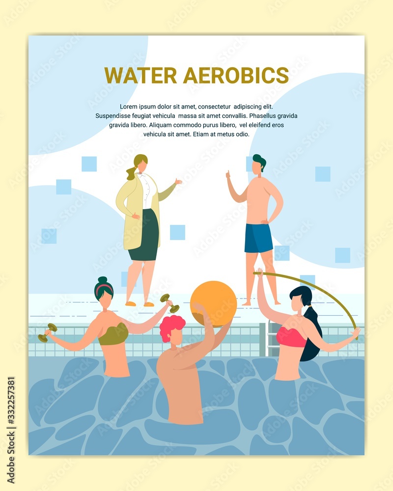 Water Aerobics Class in Swimming Pool Poster. Stock Vector | Adobe Stock