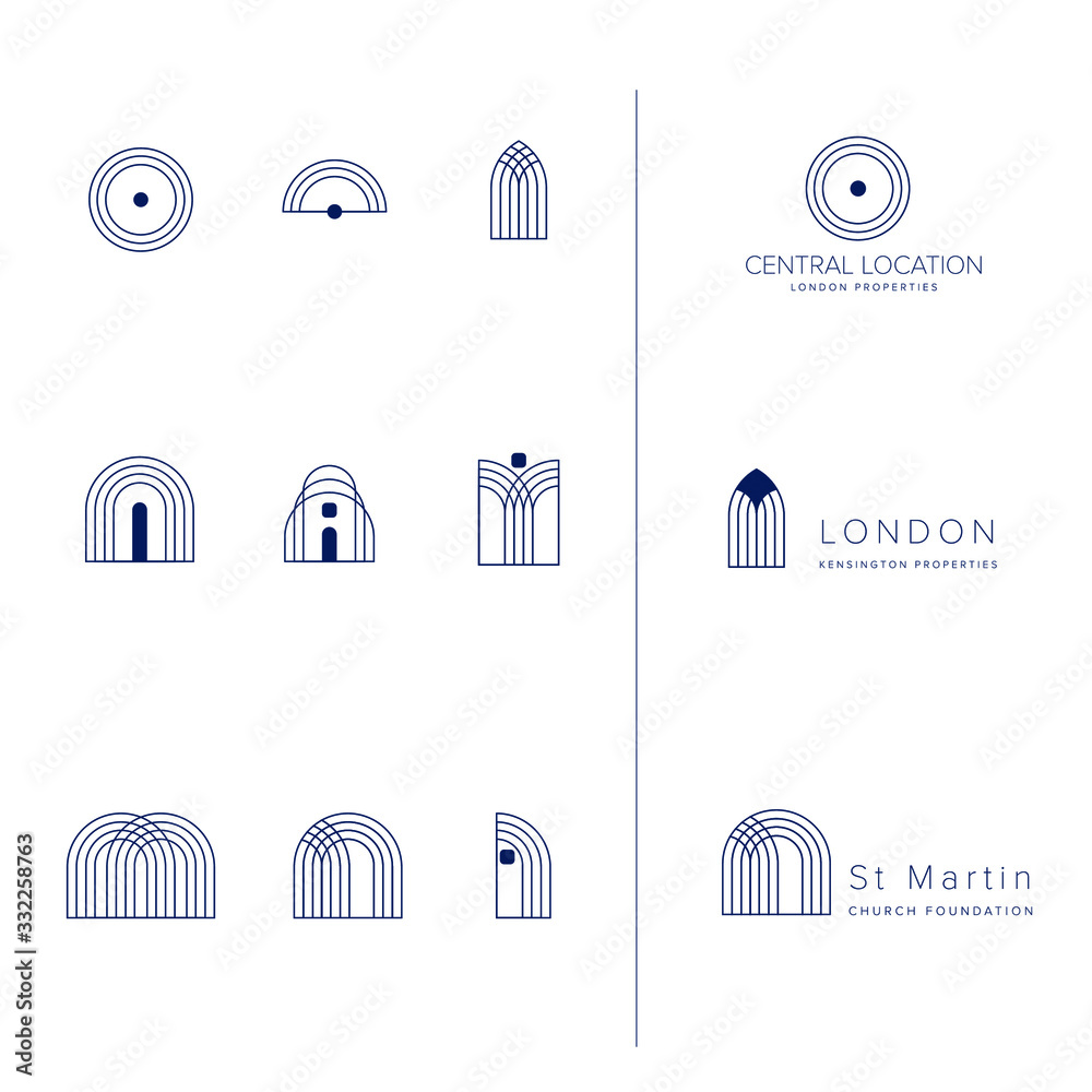 Logo elements for architecture studio or property agency with simple ...