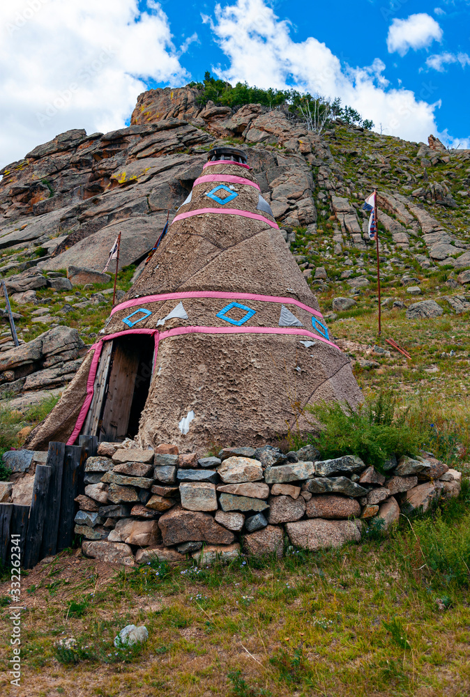 A traditional Mongolian yurt (ger) is a portable, round tent covered ...