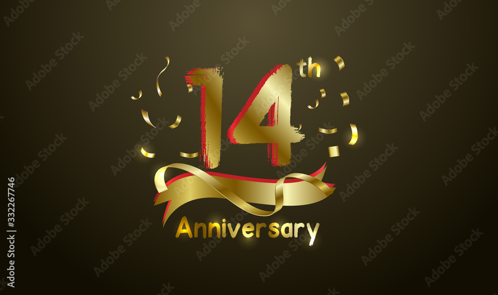 Anniversary celebration background. with the 14th number in gold and ...