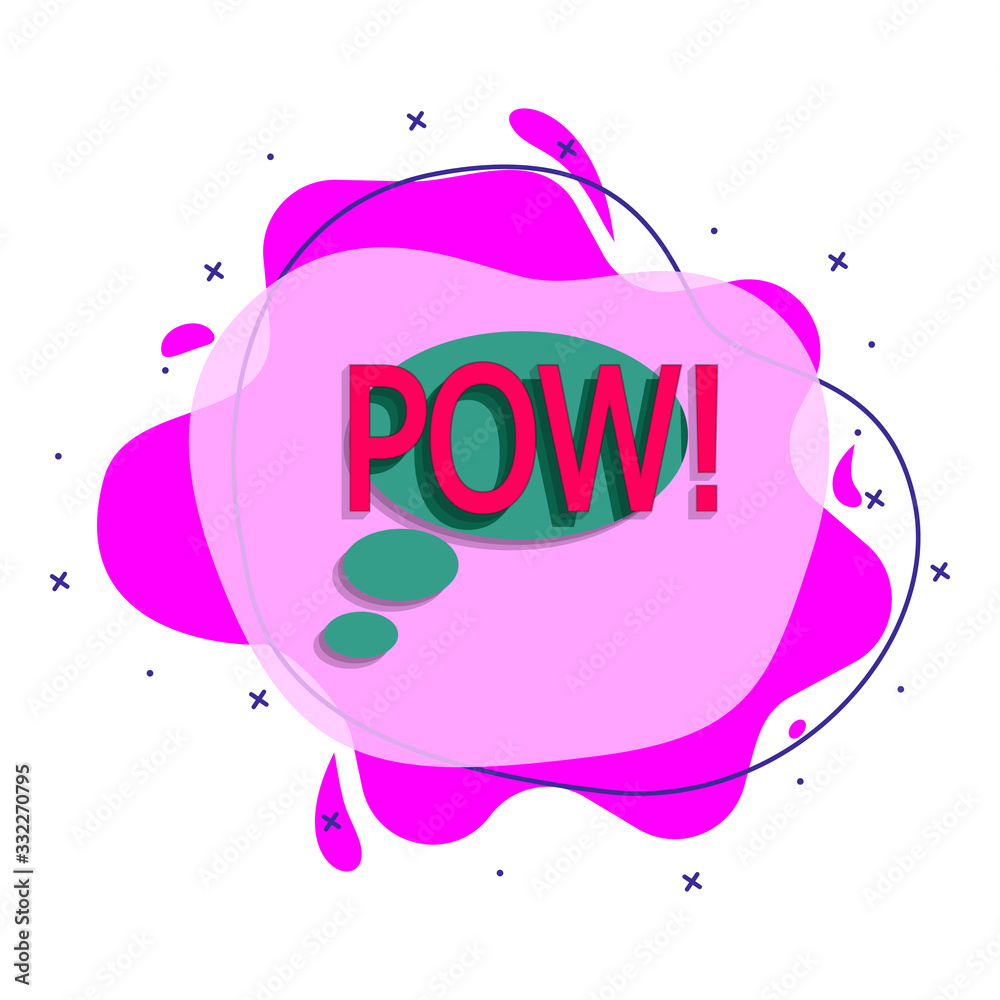 Comic speech bubble with expression text pow liquid bacdge icon. Simple ...