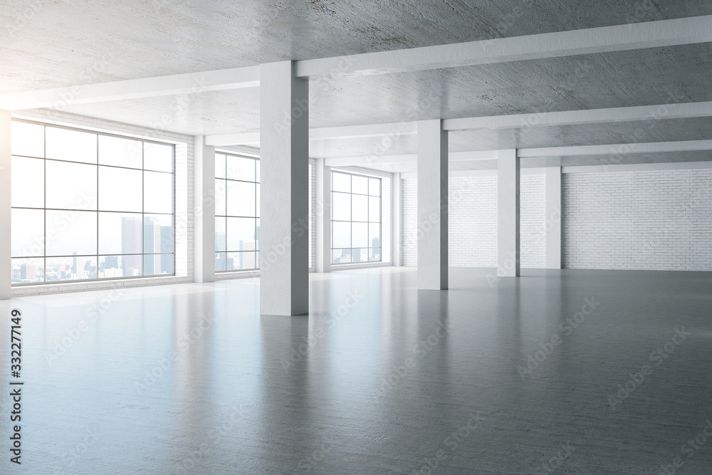 Concrete white interior with columns Stock Photo | Adobe Stock