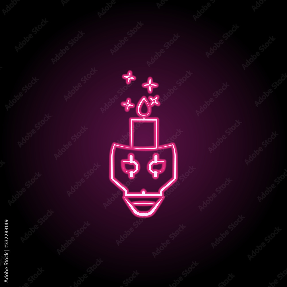 Skull, candle neon icon. Simple thin line, outline vector of dia de ...