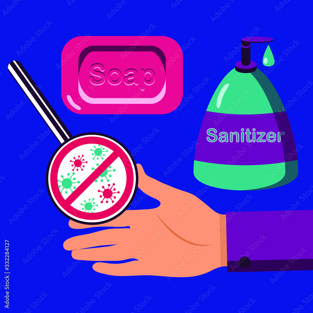 Personal hygiene rule concept illustration. Wash hands with soap ...
