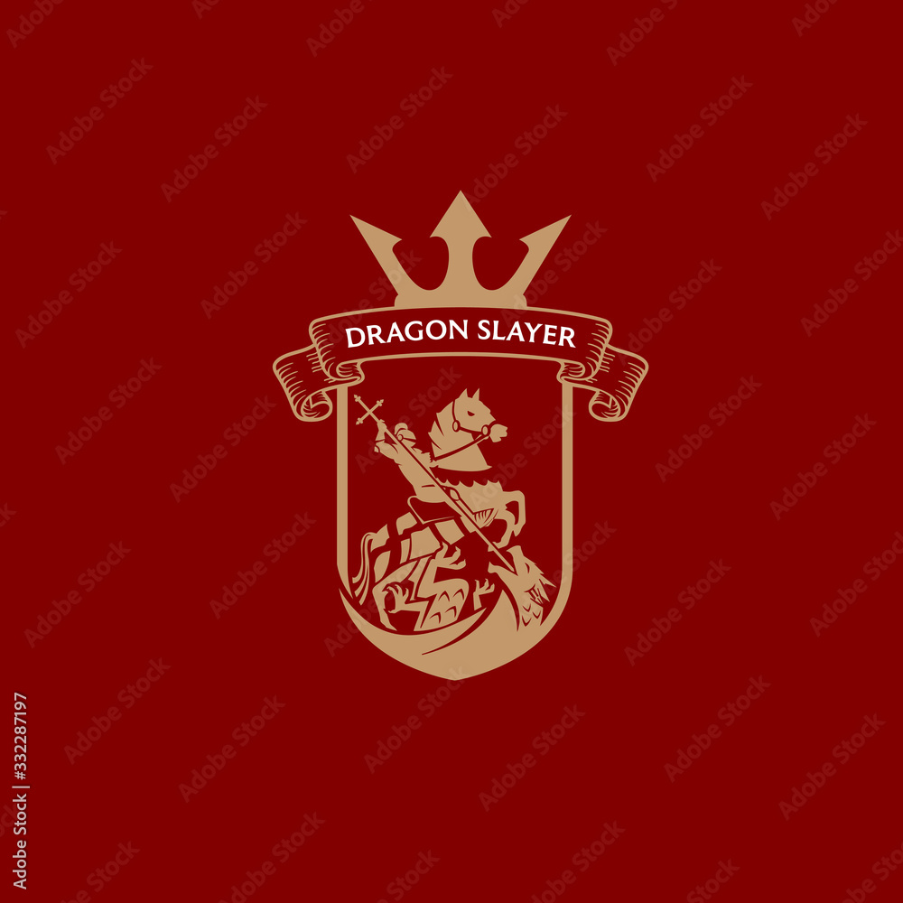 Dragon Slayer Knight insignia emblem style. Stock Vector | Adobe Stock