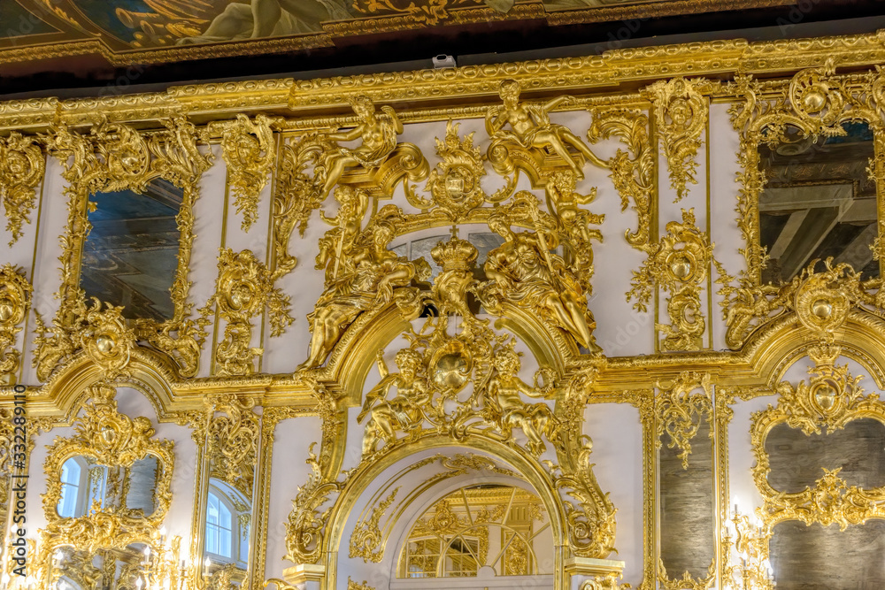 Magnificent carved baroque decor, candlesticks, mirrors, sculptural and ...
