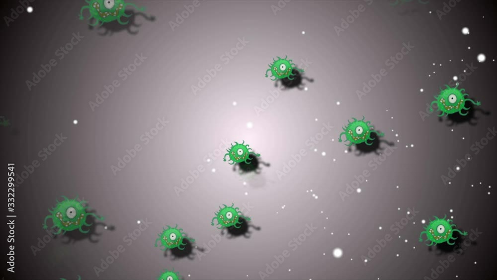 Medical illustration 2d, 3d animation background of cells, bacteria ...