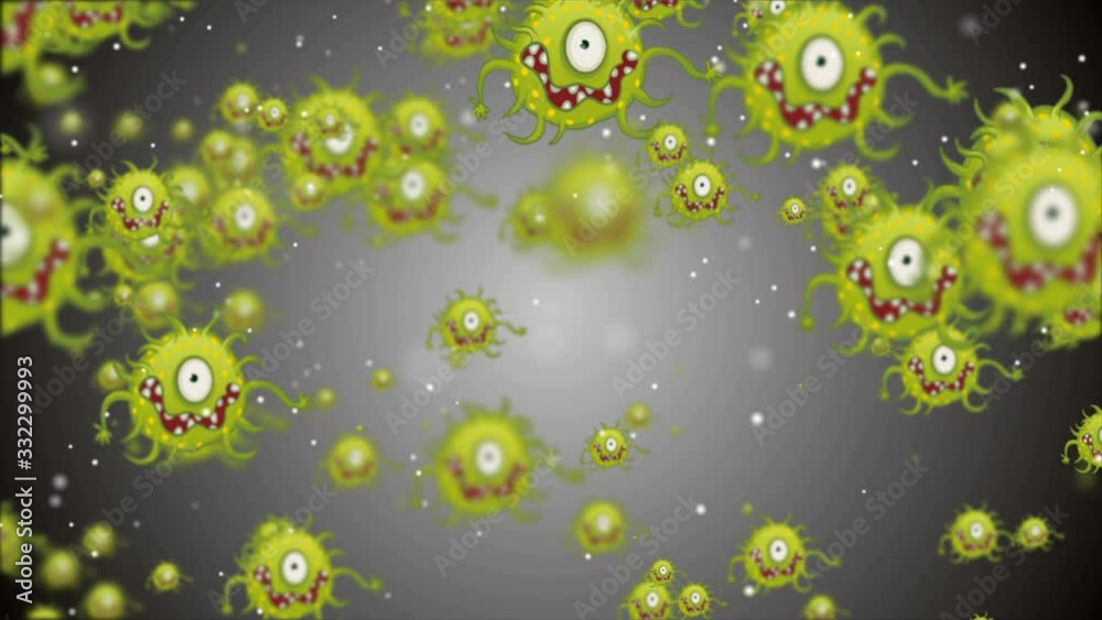 Medical illustration 2d, 3d animation background of cells, bacteria ...