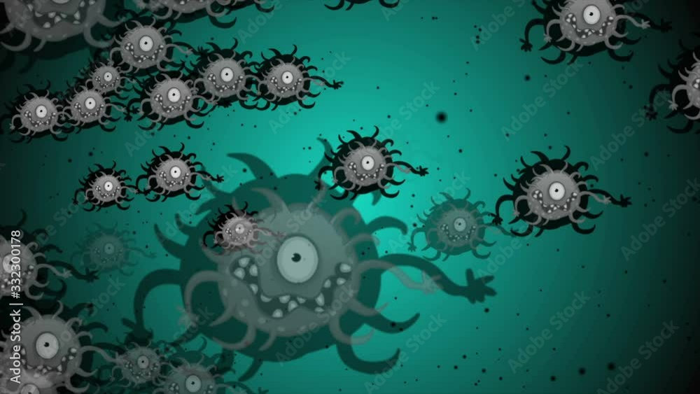 Medical illustration 2d, 3d animation background of cells, bacteria ...