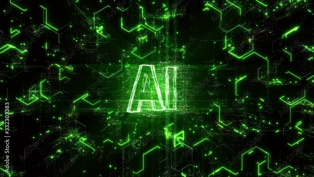 4k AI word Artificial Intelligence Brain circuit tag cloud,binary computer code.The Matrix ...