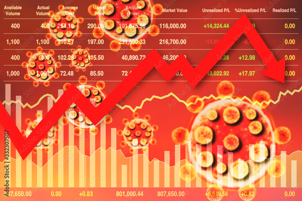Global economic investment on stock market index down panic because of ...