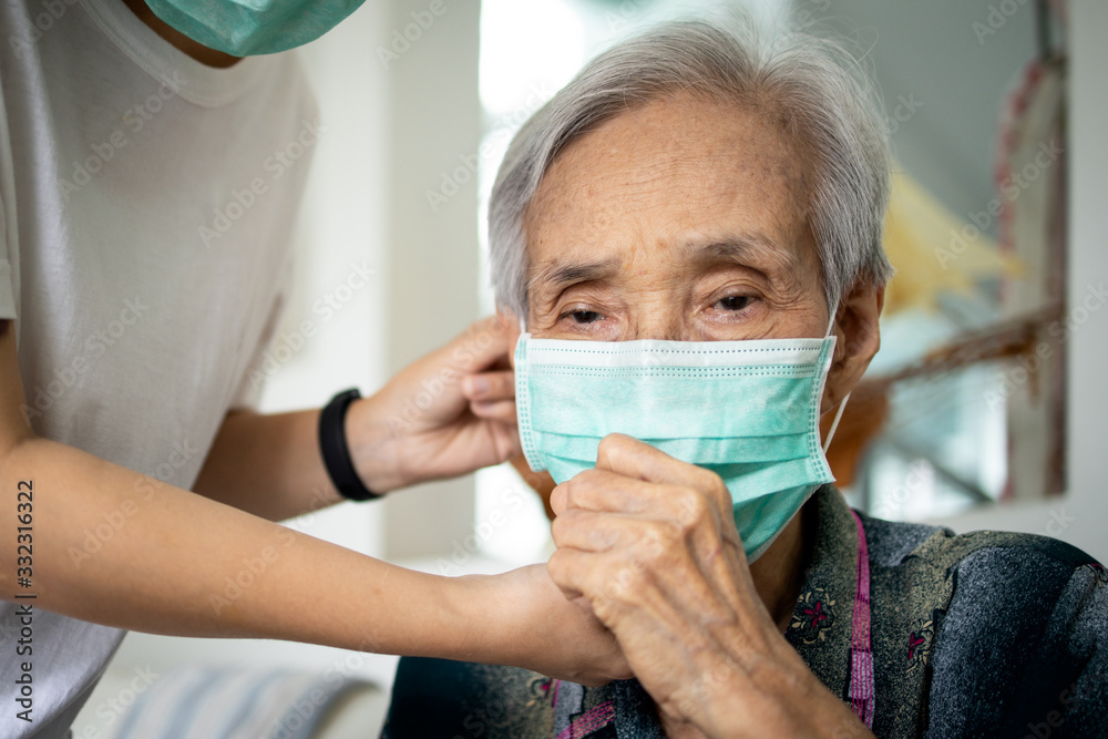 Elderly people have illness,fever and cough,infectious symptoms of flu ...