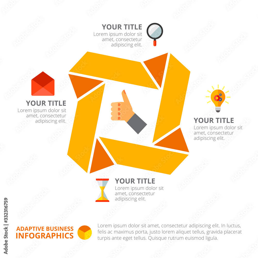 Cycle chart with four options. Process chart, option diagram, template ...