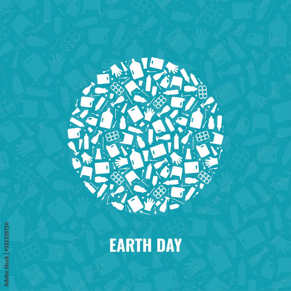 Earth day concept plastic waste planet pollution vector illustration ...