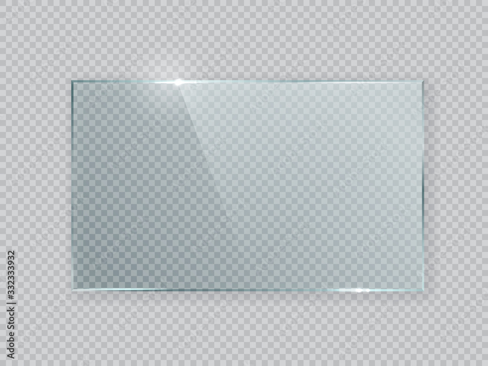Rectangle vector glass frame. Isolated plate on transparent background ...