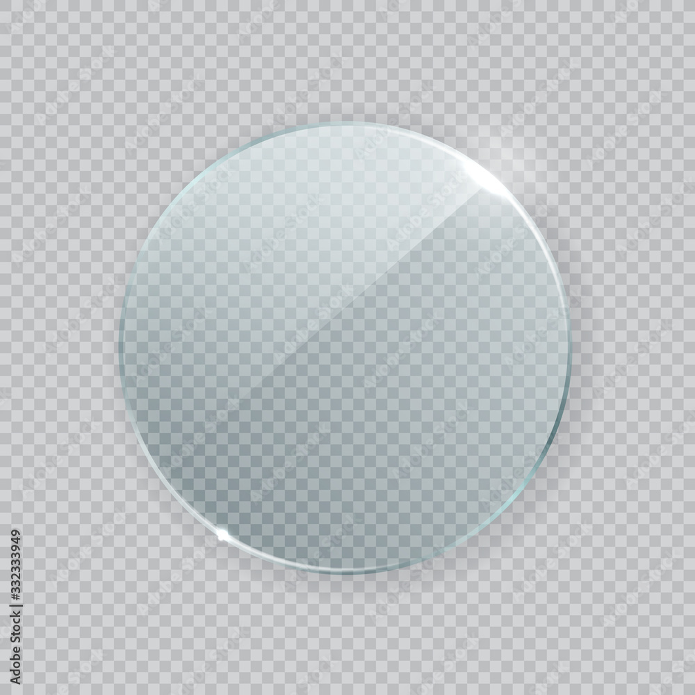 Round vector glass frame. Isolated plate on transparent background ...