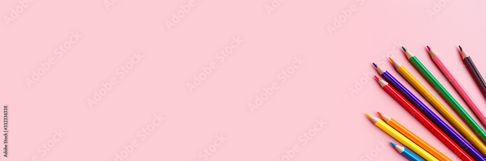 Back to School background with place for text. Horizontal banner for ...