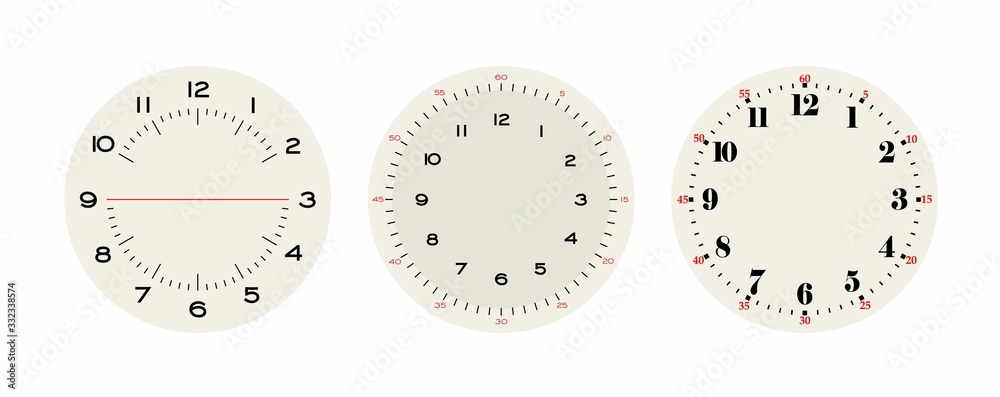 Universal set 2 of classic dials for wall, height, tower clocks Stock ...