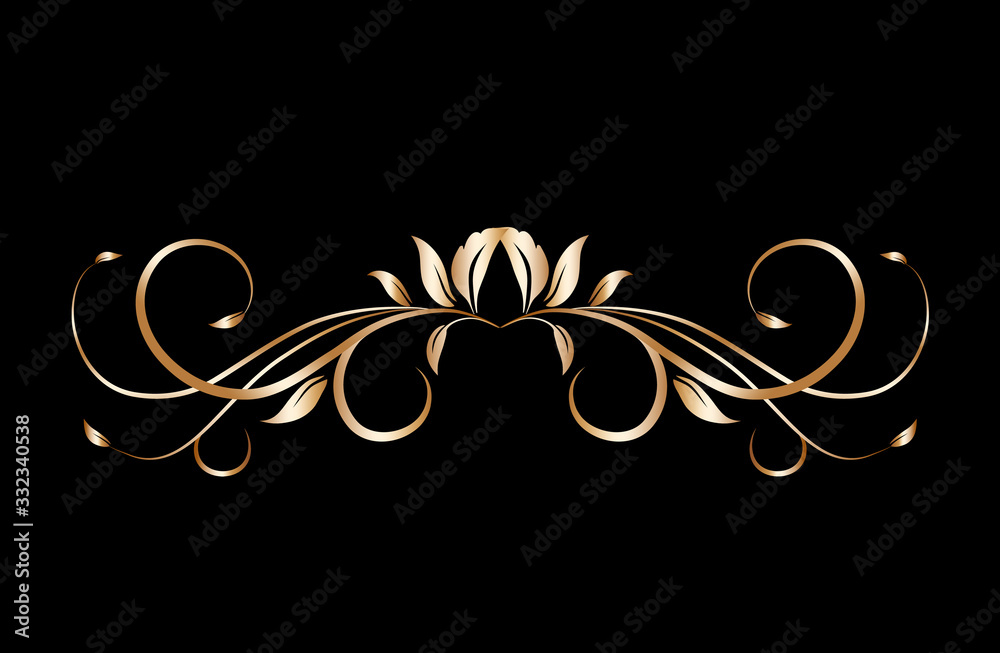 Decorative gold border on black background. Stock Illustration | Adobe ...