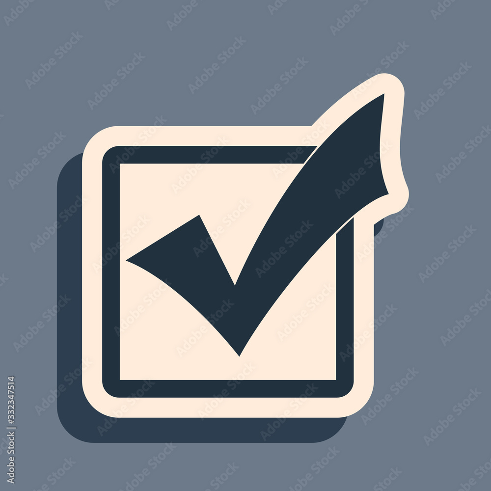 Black Check mark in a box icon isolated on grey background. Tick symbol ...