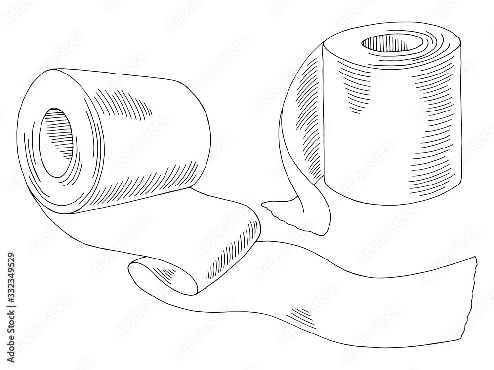 Toilet paper graphic set black white isolated illustration vector Stock ...