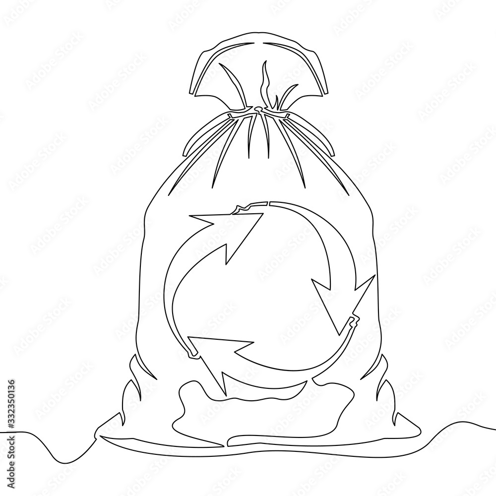 Continuous line drawing Garbage bag concept Stock Vector | Adobe Stock