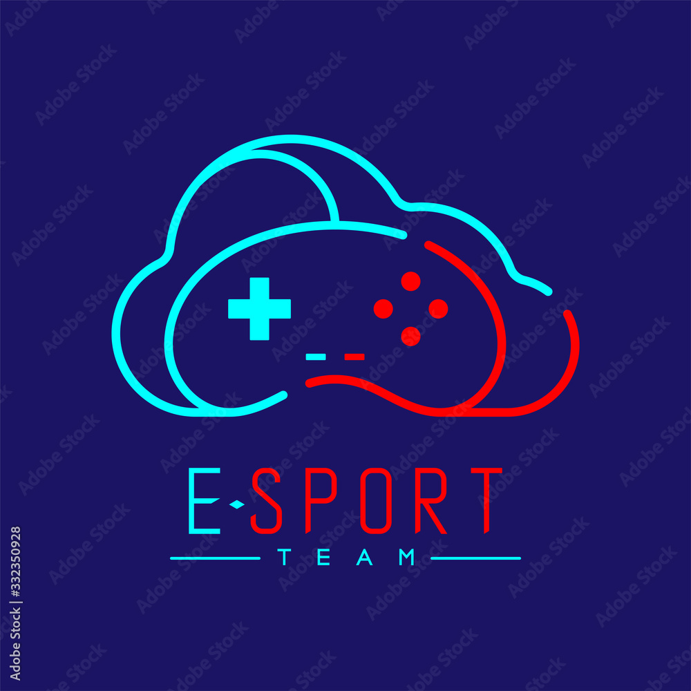 Esport logo icon outline stroke, retro Joypad or Controller gaming gear ...